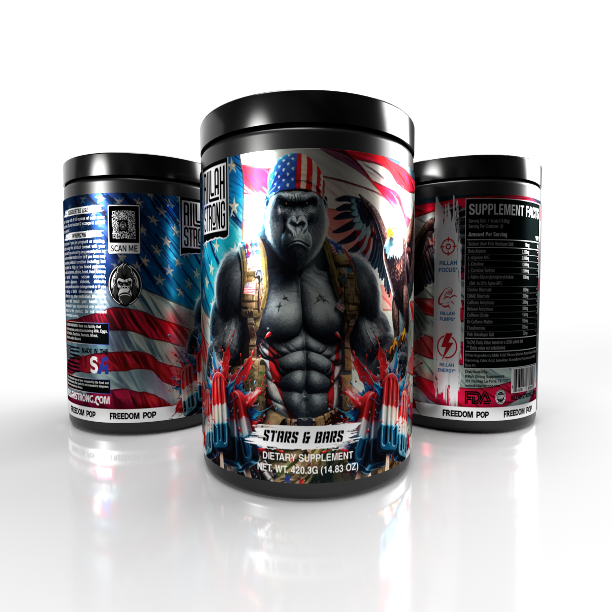 Stars & Bars Hi-Stim Pre Workout - Freedom Pop – Rillah Strong